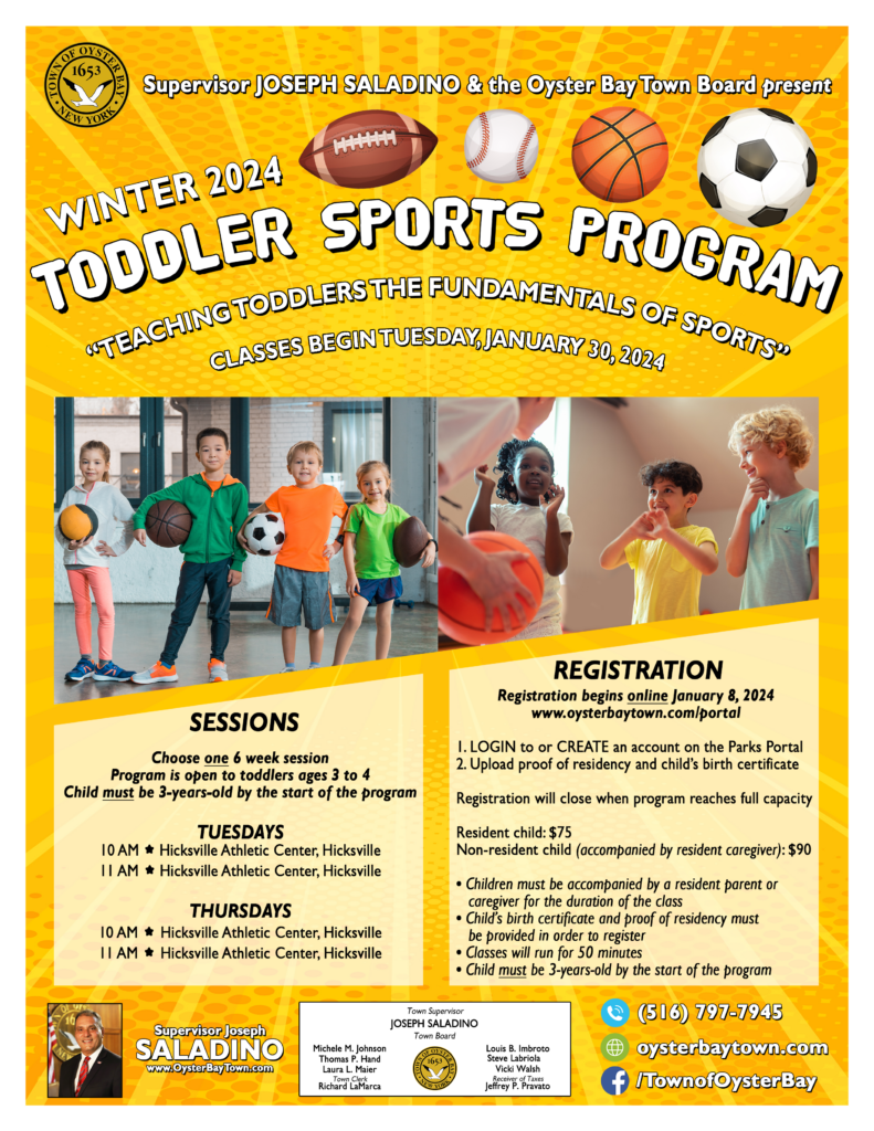 Town Of Oyster Bay Announces Toddler Sports Program For Winter 2024