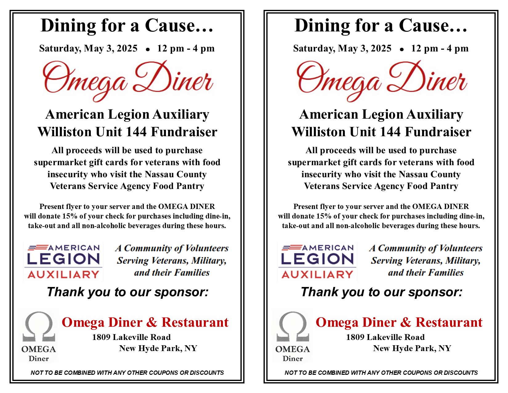 Omega Diner to host ‘Dining for a Cause’ fundraiser for veterans New ...