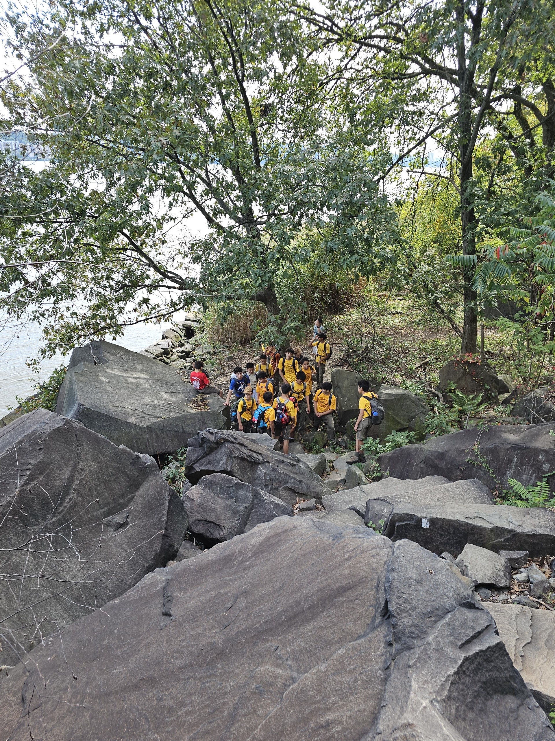 Boy Scout Troop 10 hikes challenging trail at Alpine Scout Camp